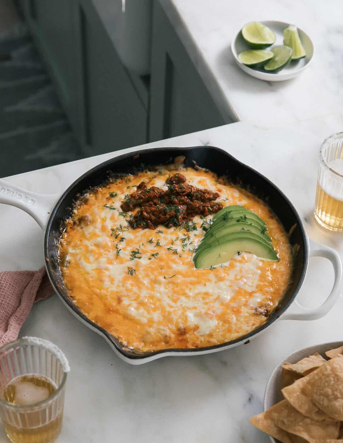 Queso Fundido (Baked Cheese Appetizer) - A Cozy Kitchen