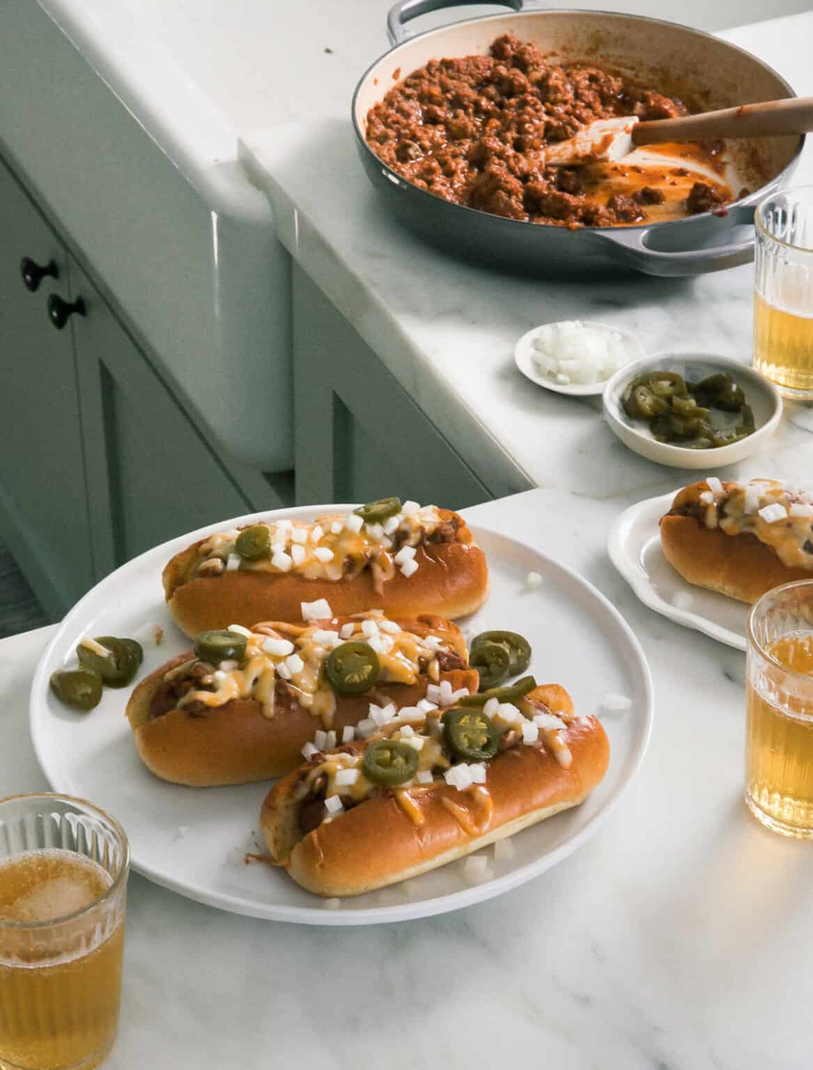 Chili Cheese Dogs with Homemade Chili - A Cozy Kitchen