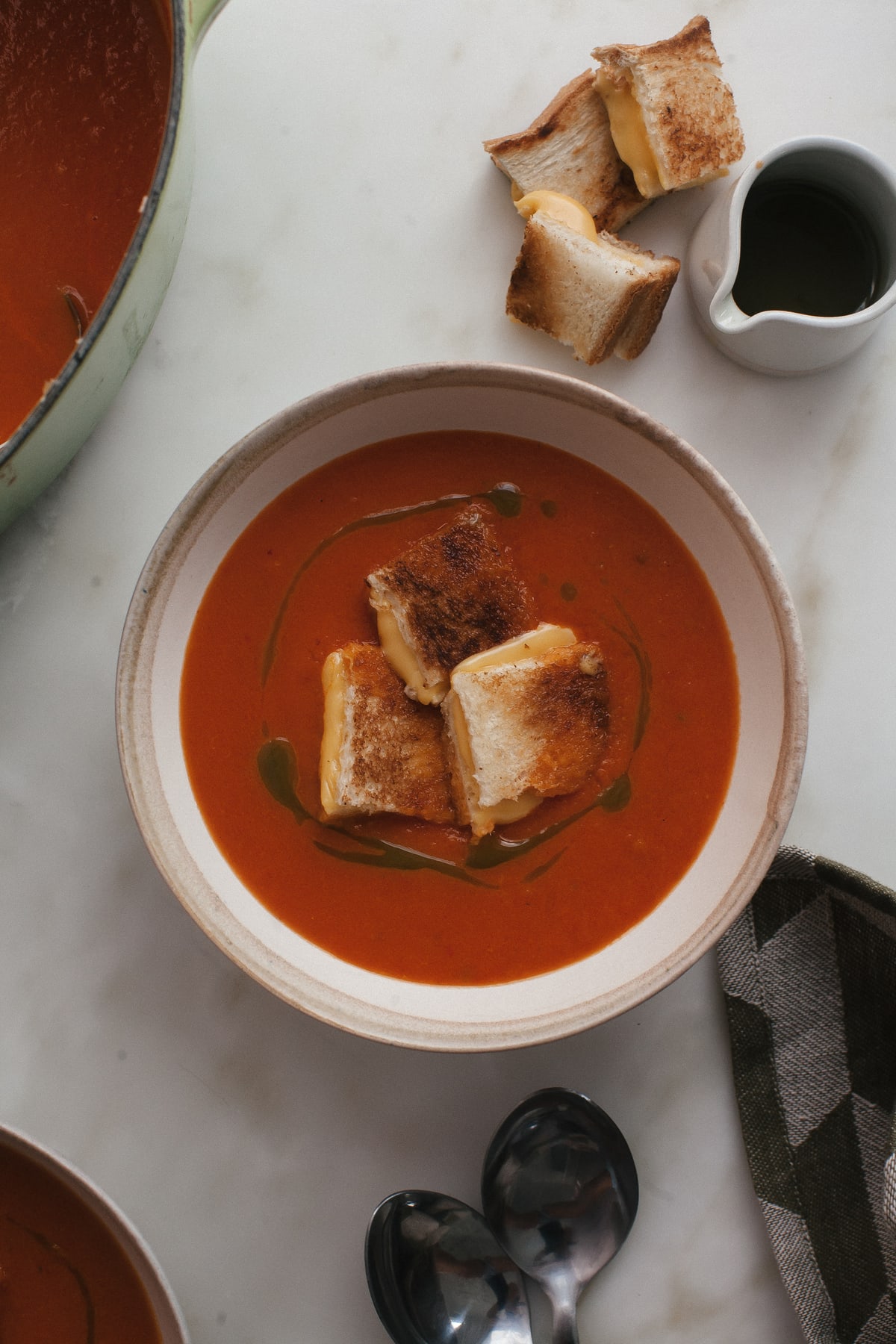 Roasted Tomato Soup With Grilled Cheese Croutons A Cozy Kitchen
