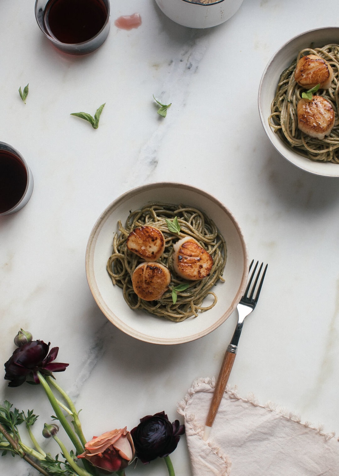 Brown Butter Scallops + Walnut Pesto Pasta - A Cozy Kitchen
