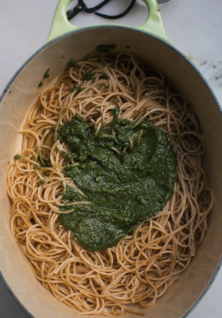 Brown Butter Scallops + Walnut Pesto Pasta - A Cozy Kitchen