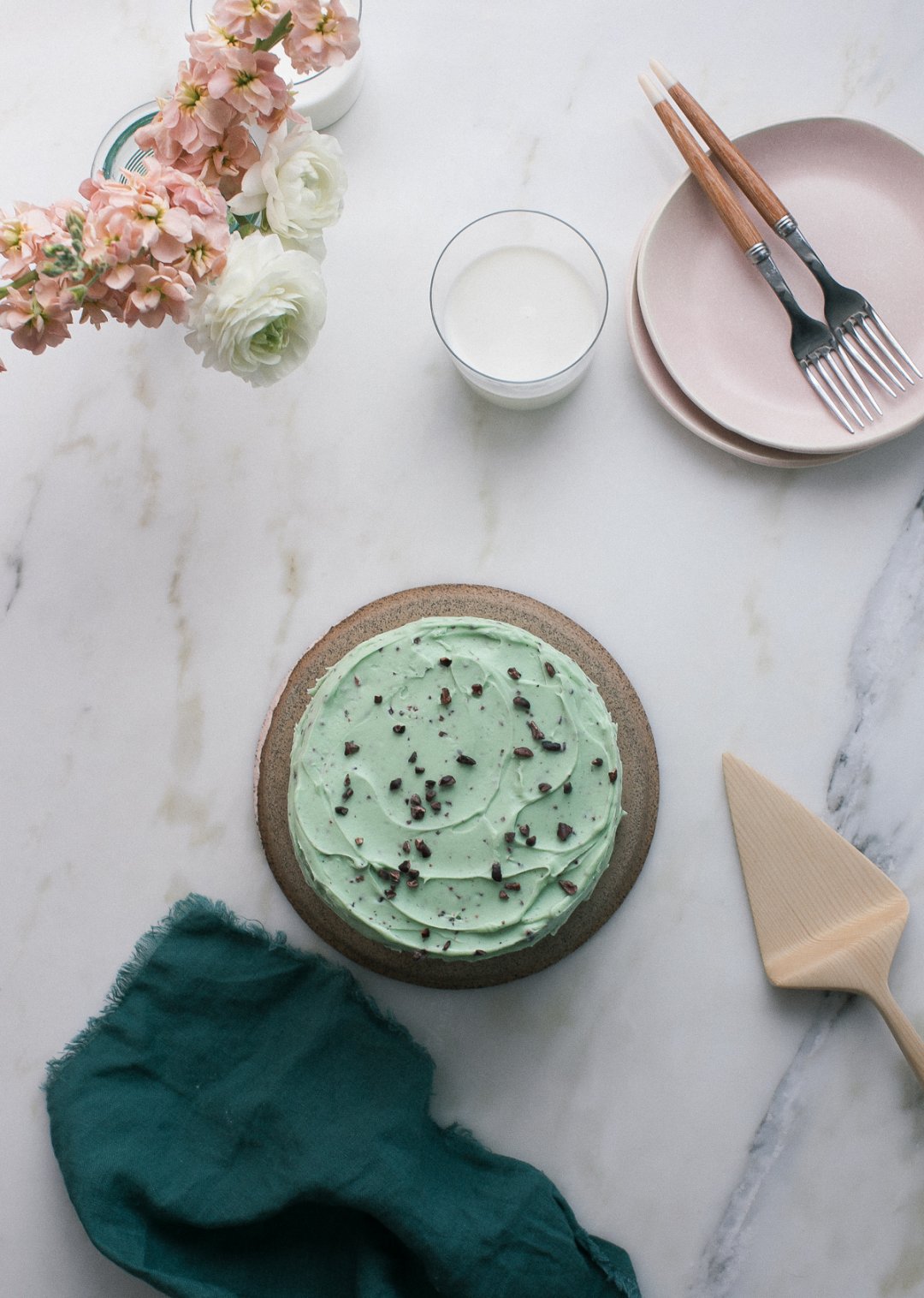 Mint Chocolate Chip Cake - A Cozy Kitchen