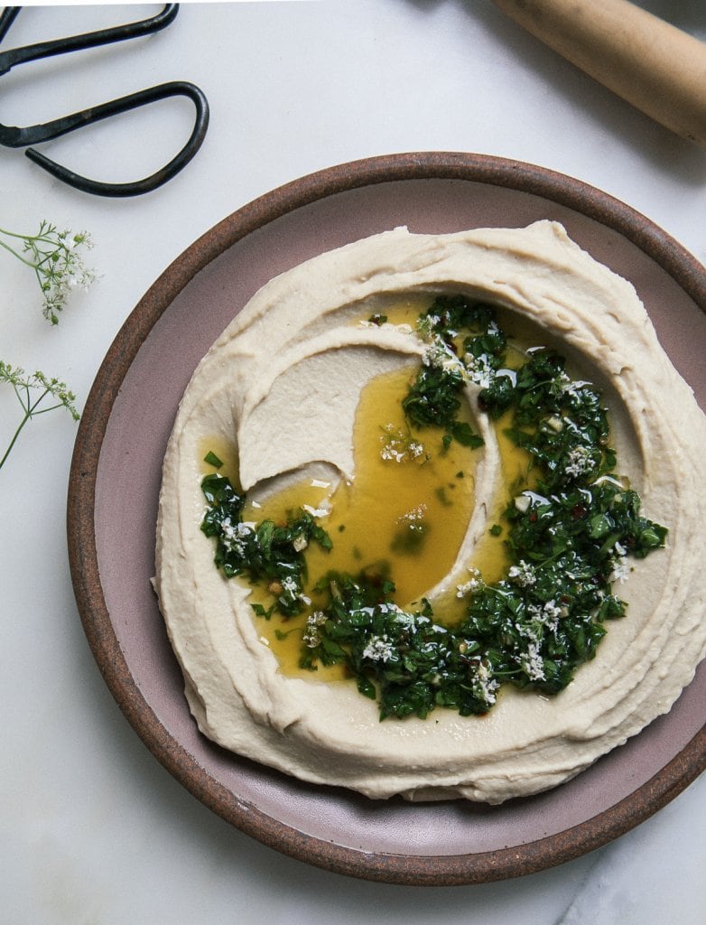 Instant Pot Hummus with Chimichurri - A Cozy Kitchen