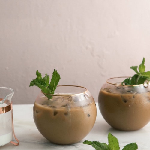 Mint Vanilla Iced Coffee with Mint Simpe Syrup - A Cozy Kitchen