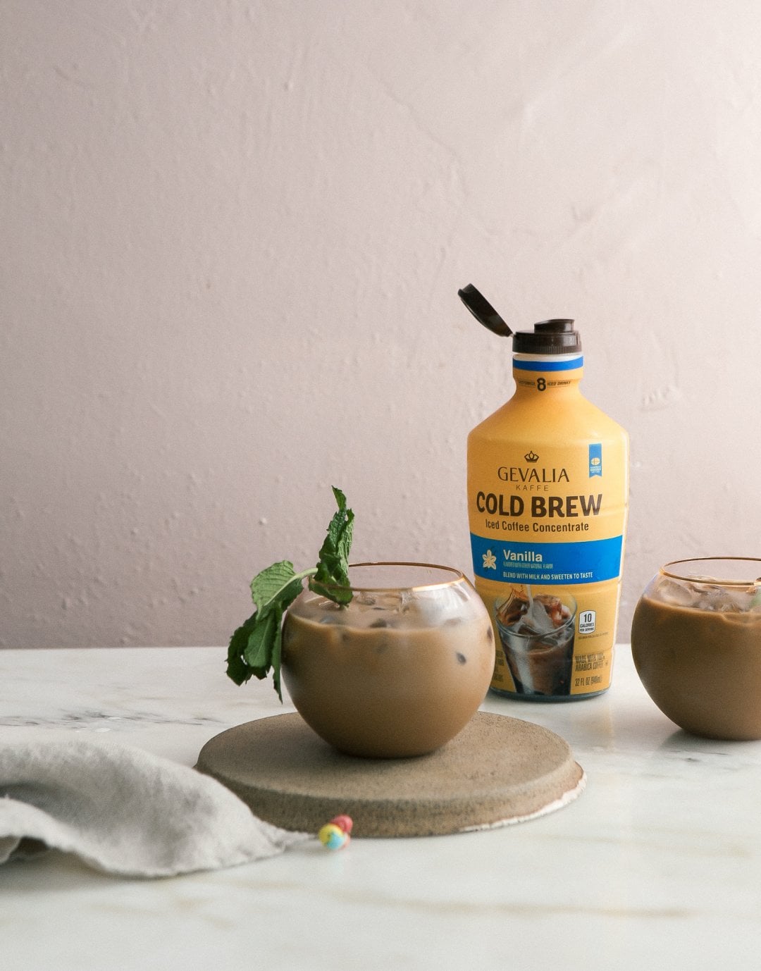 Mint Vanilla Iced Coffee with Mint Simpe Syrup - A Cozy Kitchen