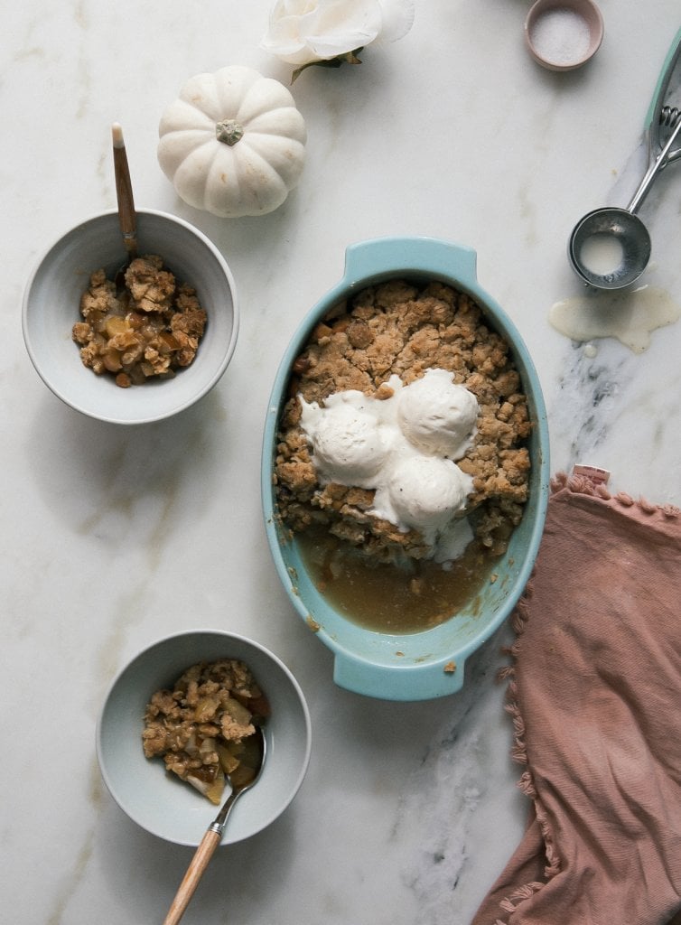 Burnt Butter Pear + Apple Crumble - A Cozy Kitchen