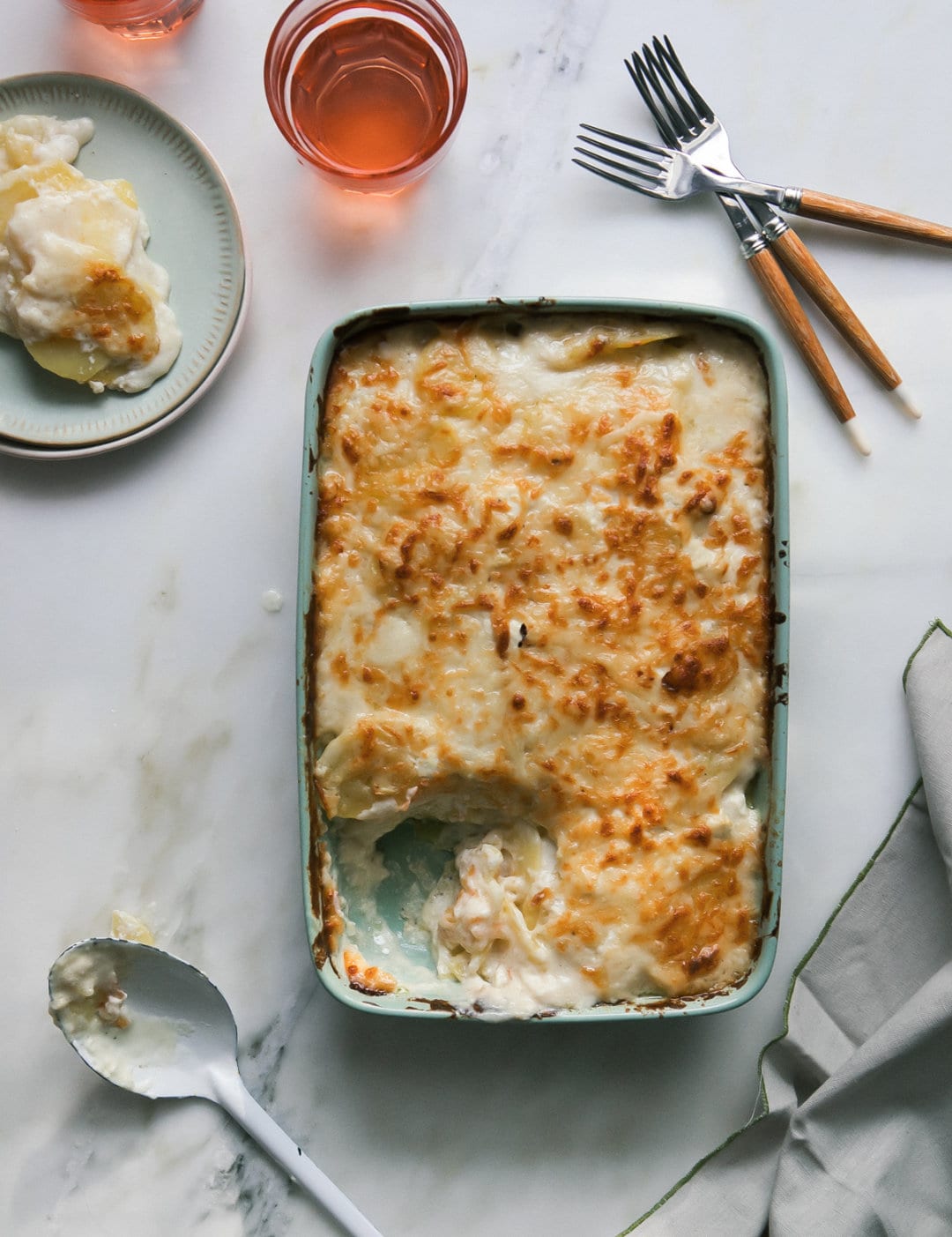 Goat Cheese Potato Gratin with Yukon Gold Potatoes - A Cozy Kitchen