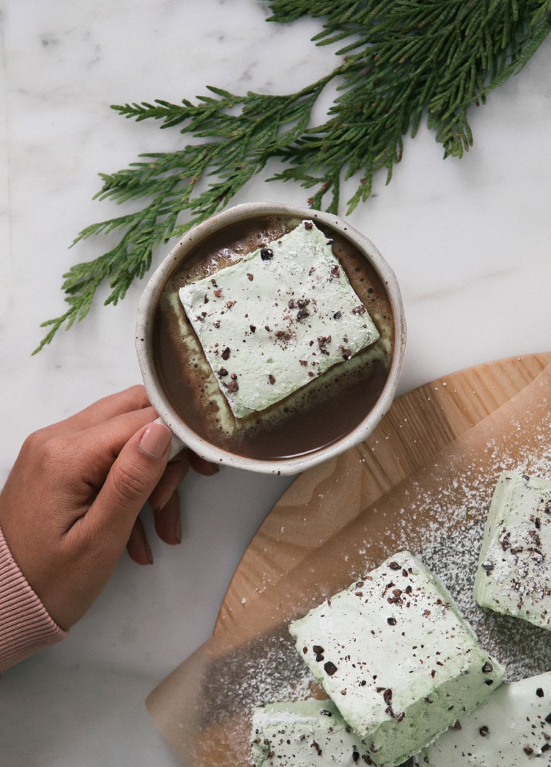 Mint Chocolate Chip Marshmallows - A Cozy Kitchen