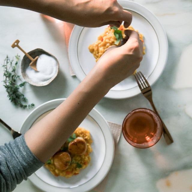 Paella-Tasting Risotto with Brown Butter Scallops - A Cozy Kitchen