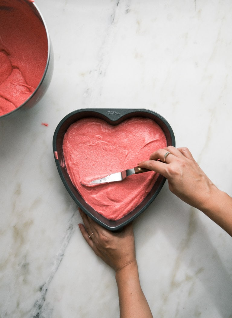 Strawberry Conversation Heart Cake - A Cozy Kitchen