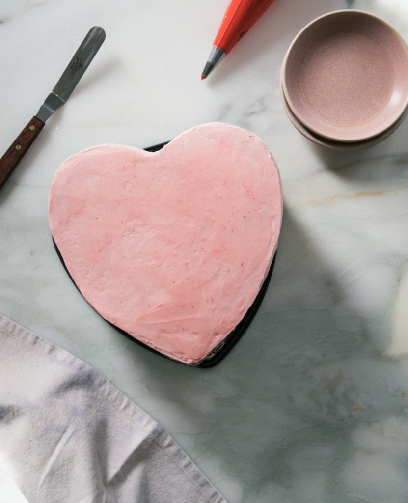 Strawberry Conversation Heart Cake - A Cozy Kitchen