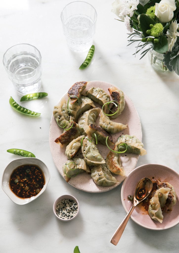 Spring Vegetable Pot Stickers with Peas and Leeks - A Cozy Kitchen