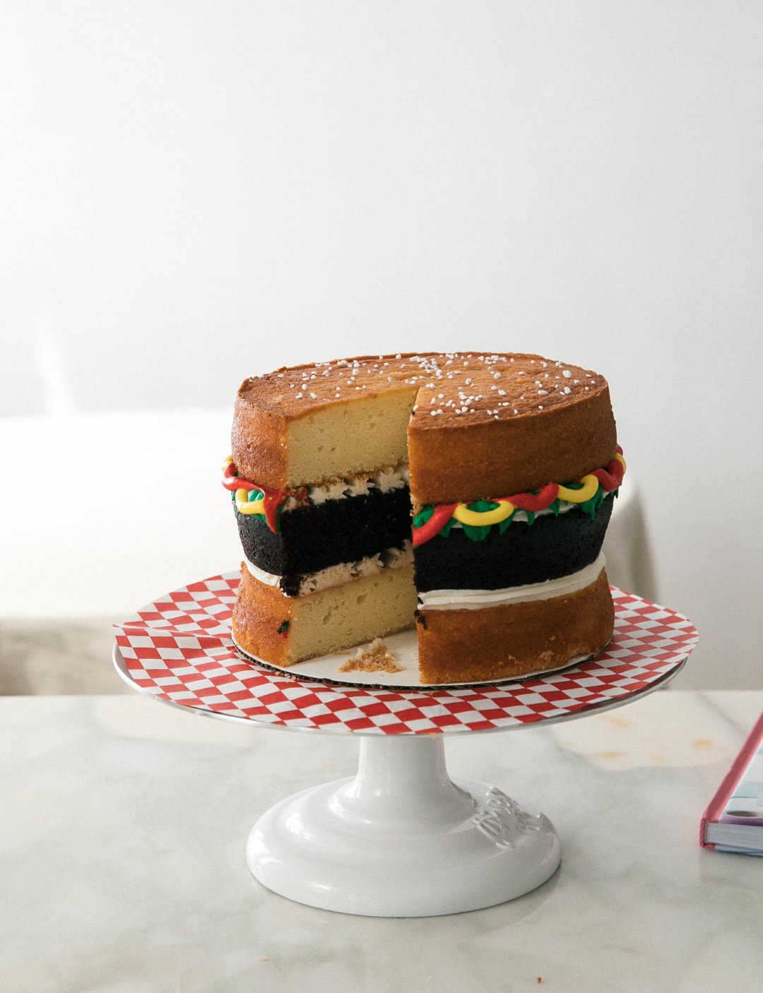 Hamburger Cake with Buttercream "Condiments" - A Cozy Kitchen