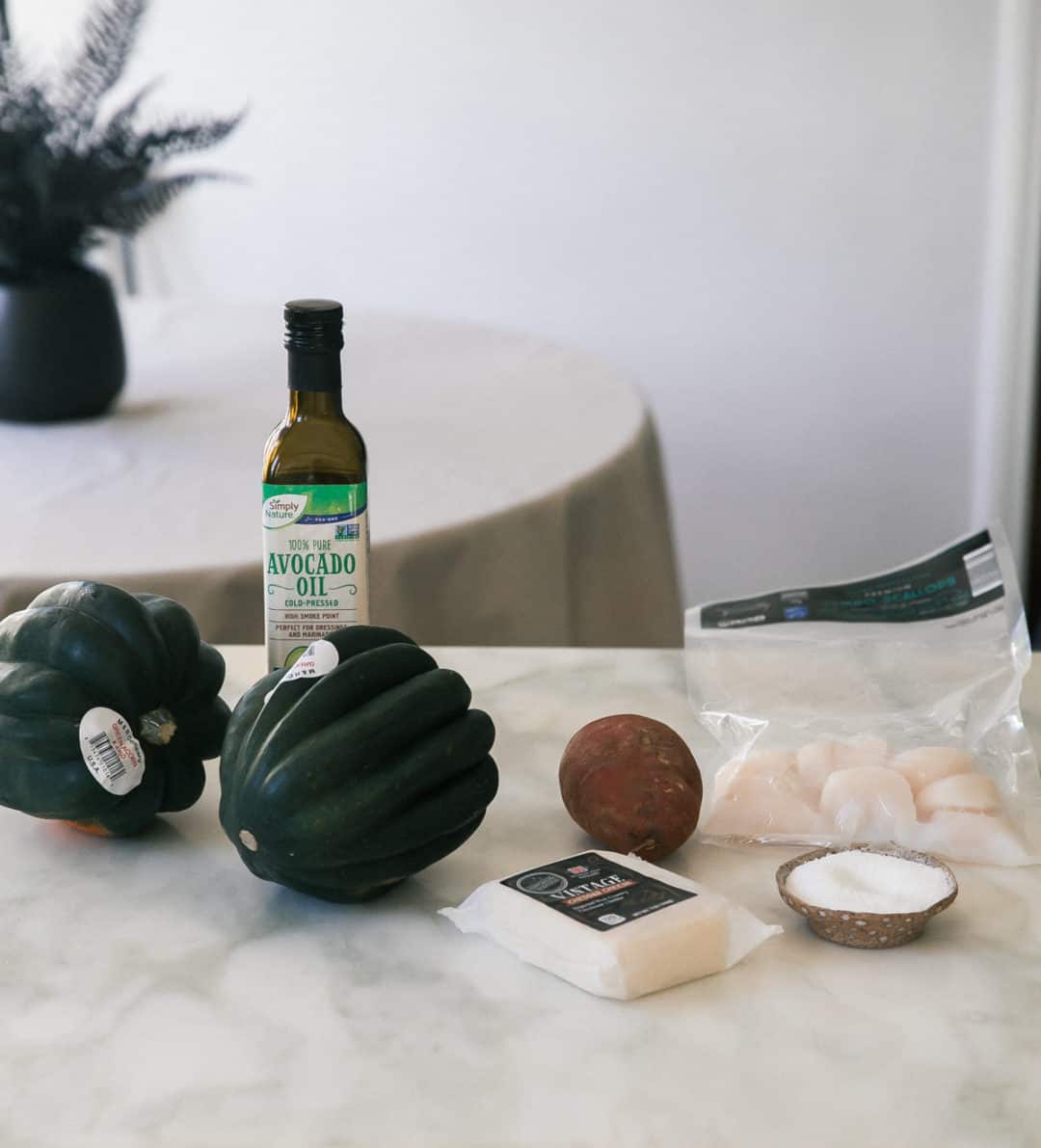 Seared Scallops with Cheesy Acorn Squash Mash - A Cozy Kitchen