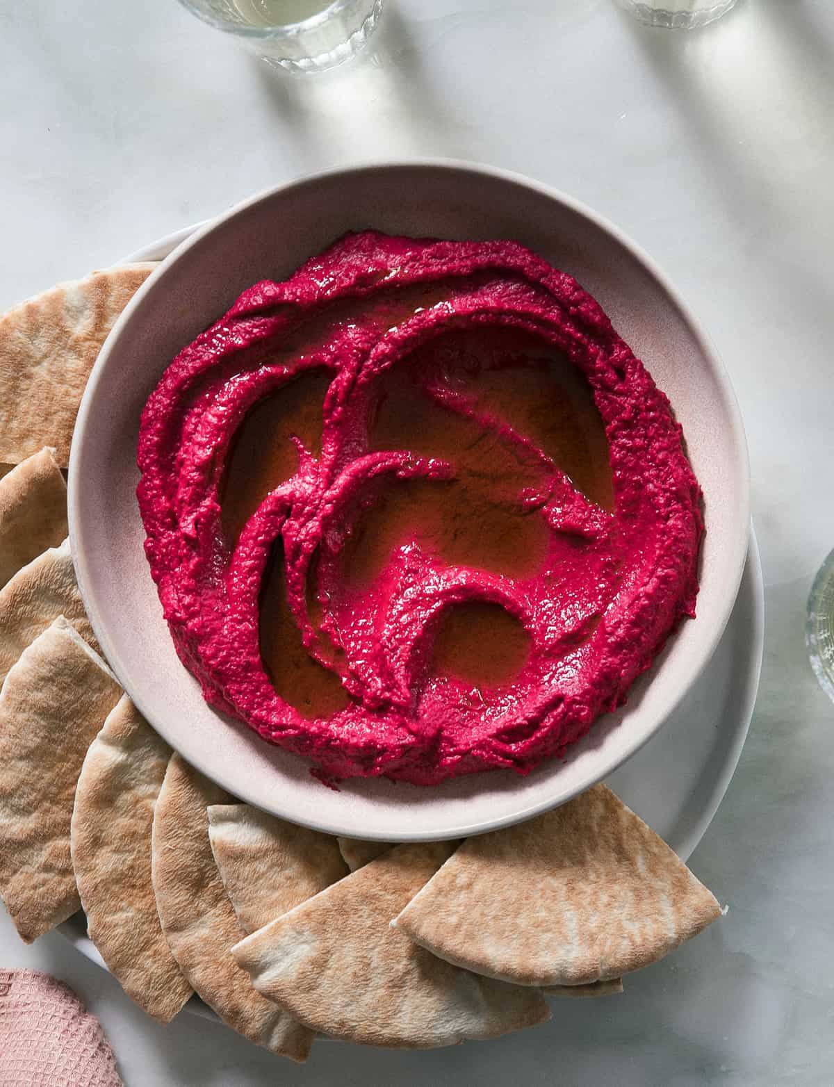 Beet Hummus with Crispy Beet Greens - A Cozy Kitchen