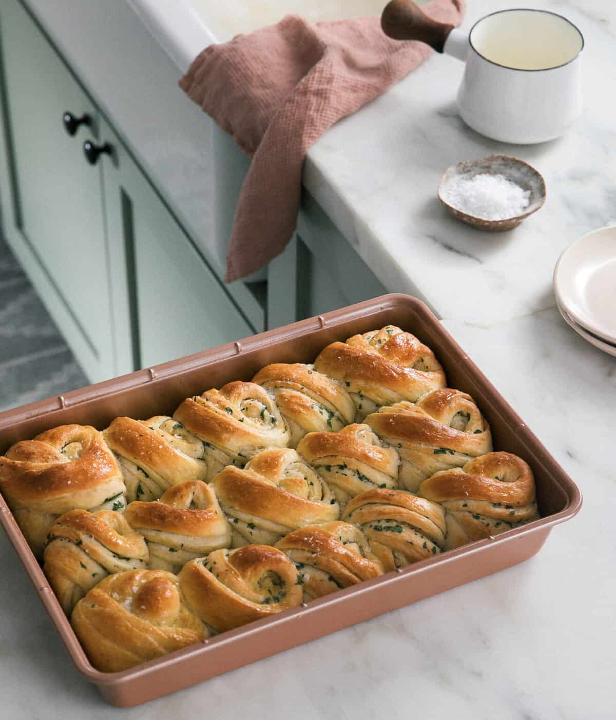 Garlic Twist Rolls - A Cozy Kitchen