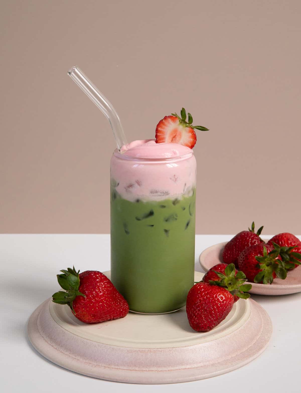 Strawberry Matcha Latte - A Cozy Kitchen